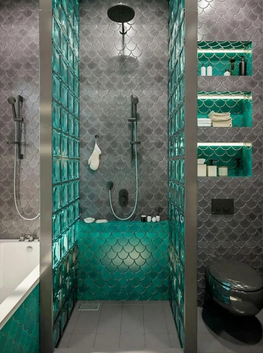 52 ideas to separate the shower from the bathroom with glass blocks ...