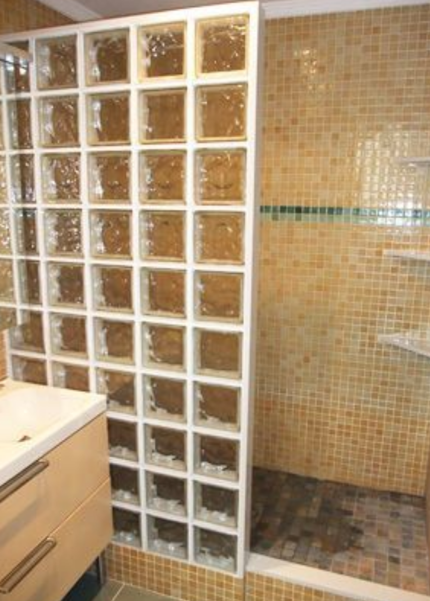52 ideas to separate the shower from the bathroom with glass blocks ...